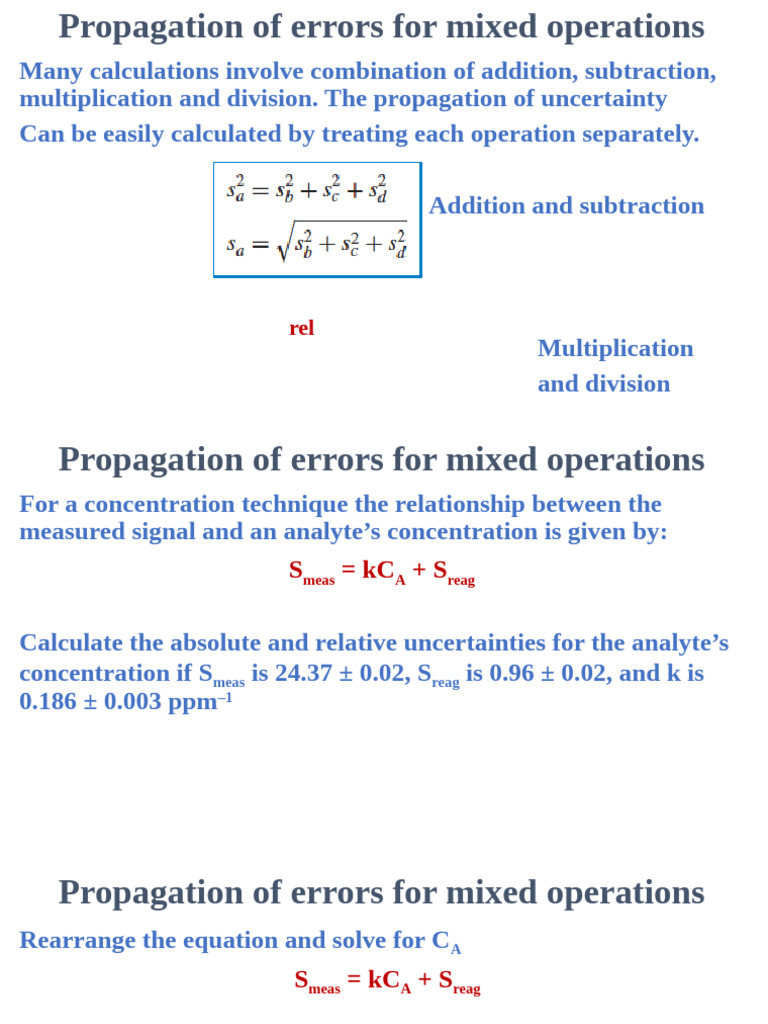 Propagation of Errors For Mixed Operations | PDF
