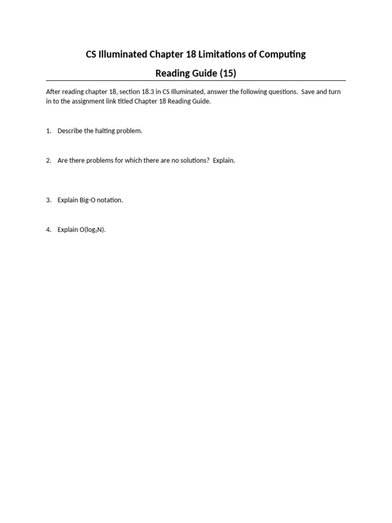 CS Illuminated Chapter 18 Reading Guide | PDF