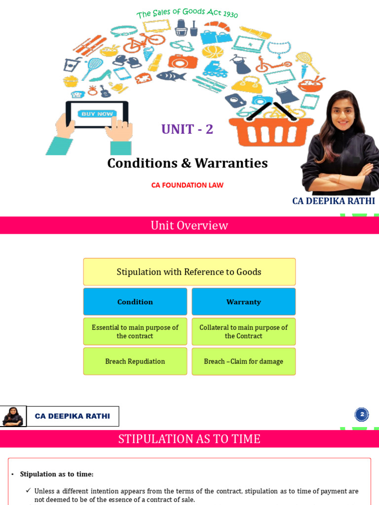 Conditions & Warranties: Unit - 2 | PDF | Breach Of Contract | Implied ...