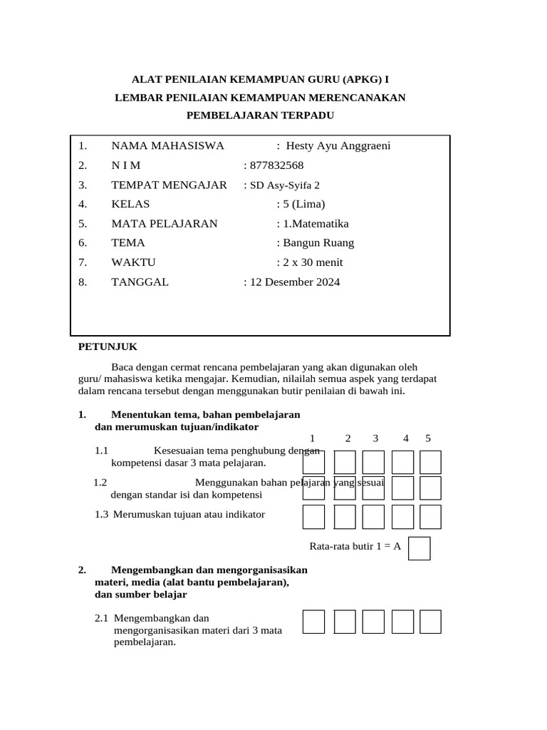 APKG 1 dan 2, Ayu | PDF