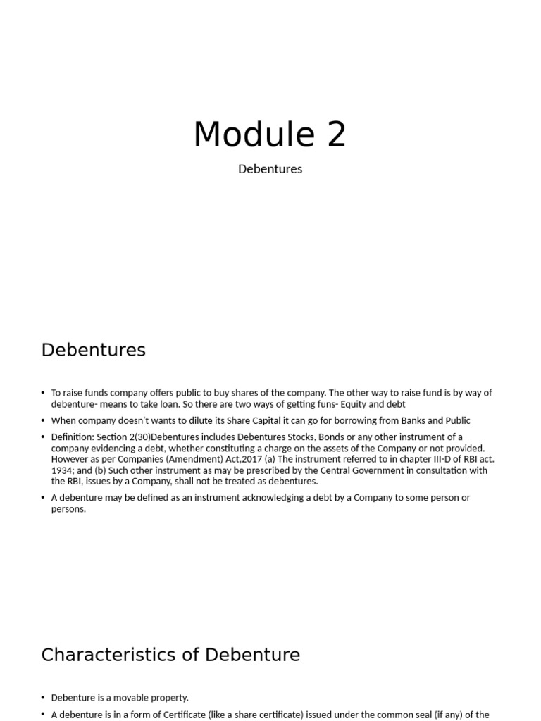 Module 2-Debentures | PDF | Debenture | Stocks