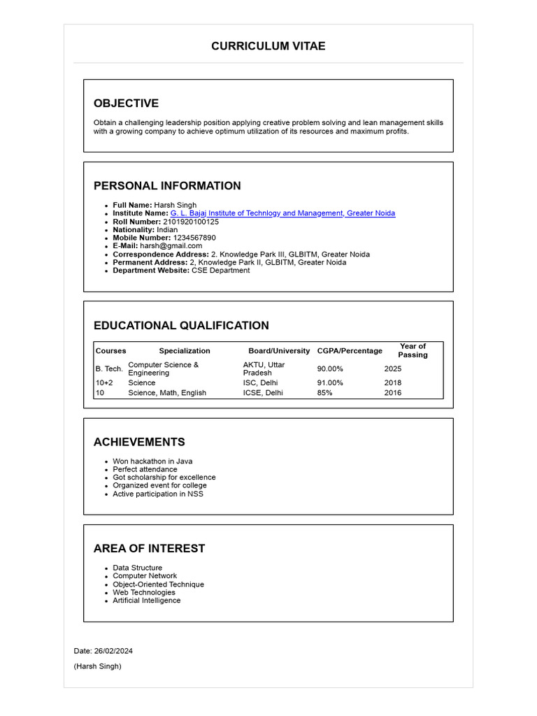 Curriculum Vitae | PDF