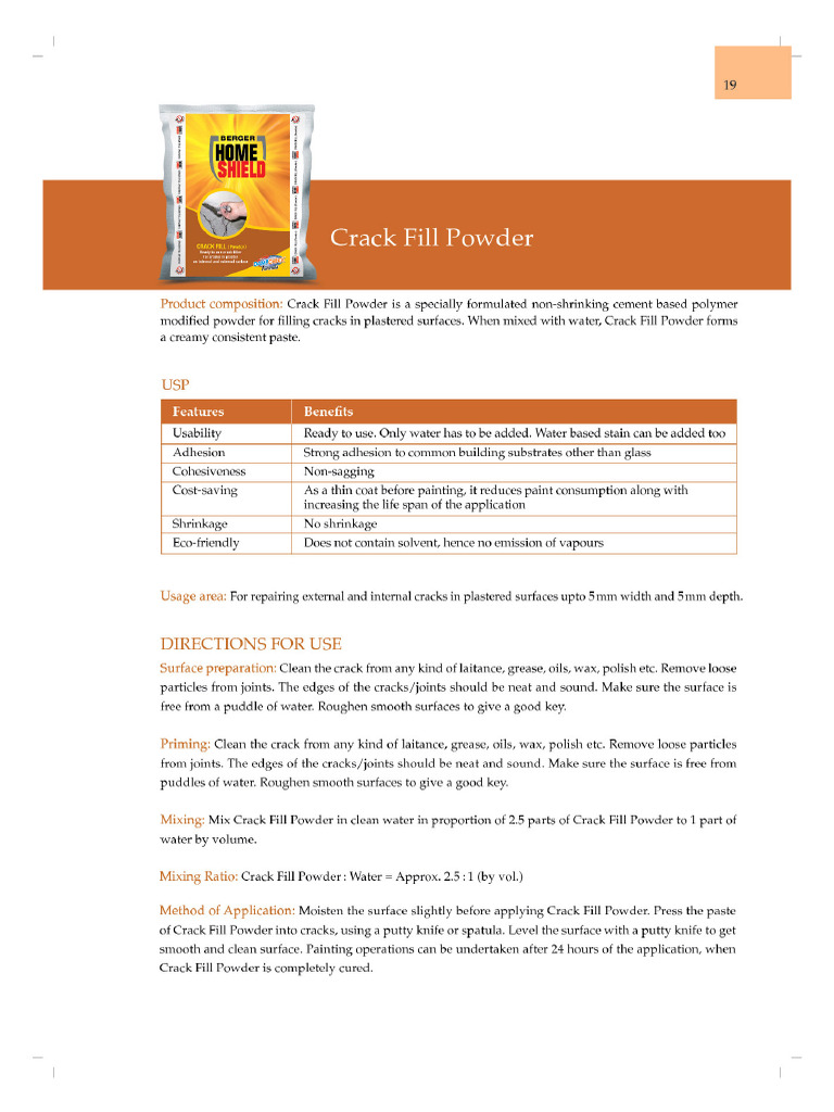 Home Shield Crack Fill Powder-PDS | PDF