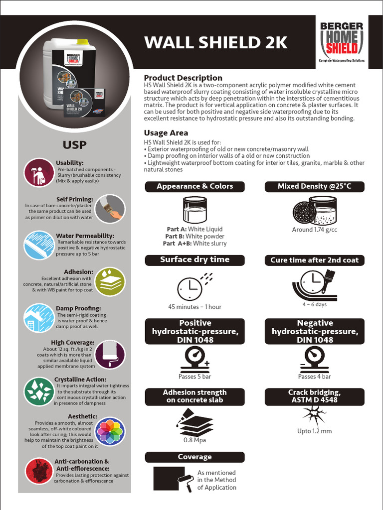 HS Wall Shield 2K Data Sheet | PDF | Concrete | Plaster