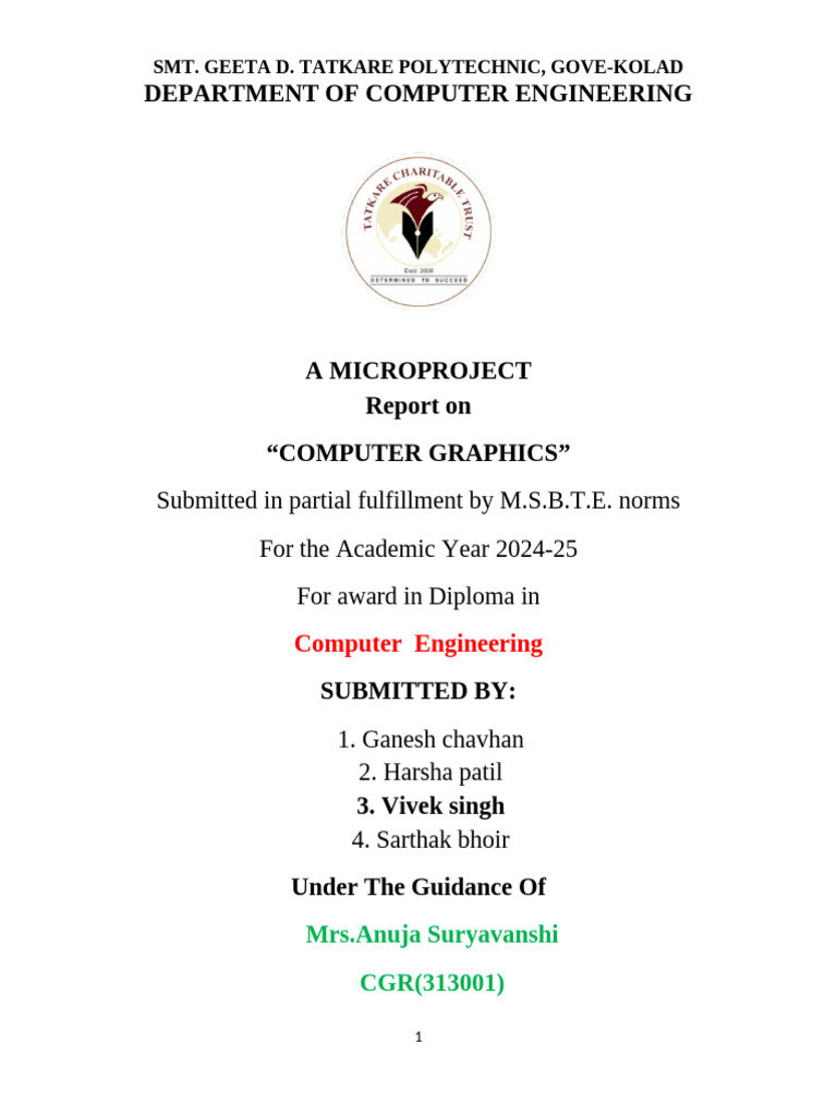 vivek singh one and only hero microproject. | PDF | Computer Programming | Graphics