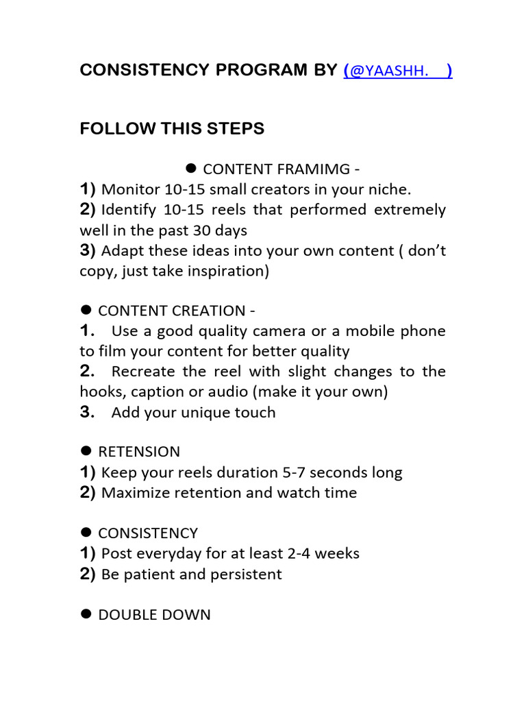 Instagram Growth Consistency Guide | PDF