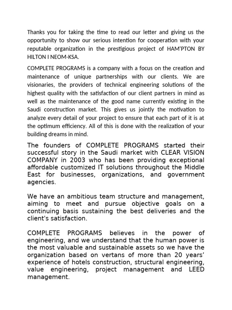 Intention Letter | PDF