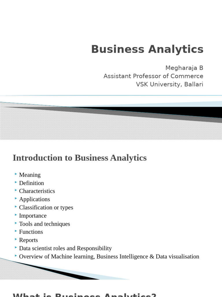 Unit-1 Business Analytics | PDF | Machine Learning | Analytics