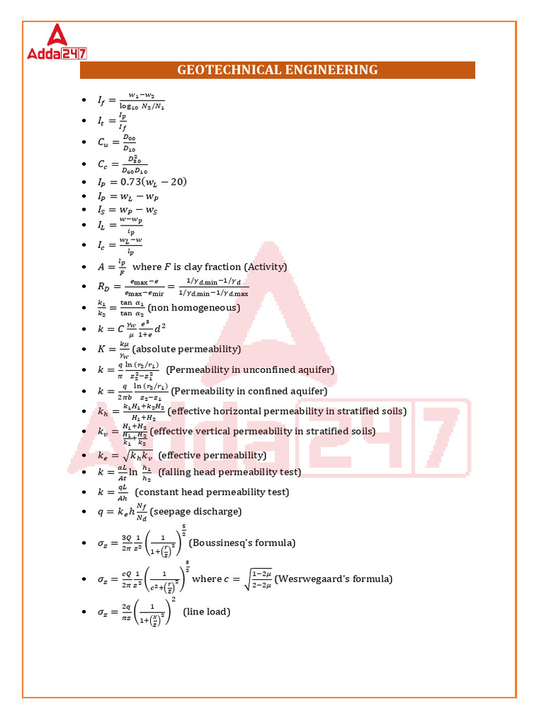 Soil Mechanics Formula 1700830319 | PDF | Mechanics | Natural Materials