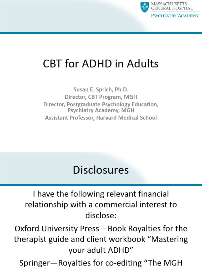 2017 - Adhd - Fri - 07 - Sprich - CBT For Adhd - Adults | PDF | Cognitive Behavioral Therapy ...