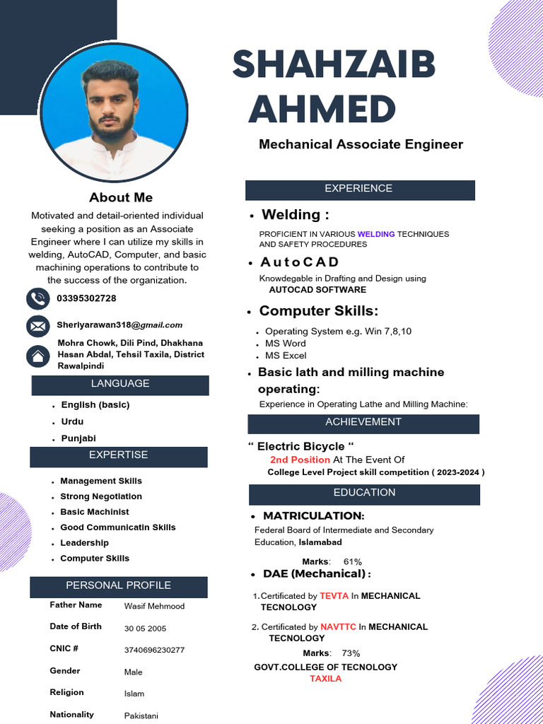 Shahzaib Ahmed CV - 20241029 - 135717 - 0000 | PDF | Secondary Sector Of The Economy