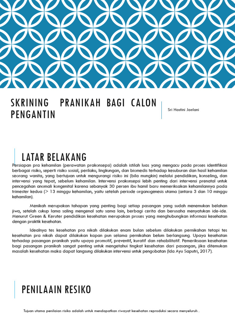 Per 2 - Skrining Pranikah Bagi Calon Pengantin | PDF