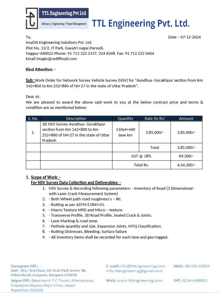 Aadharshila NSV Survey Work Order | PDF