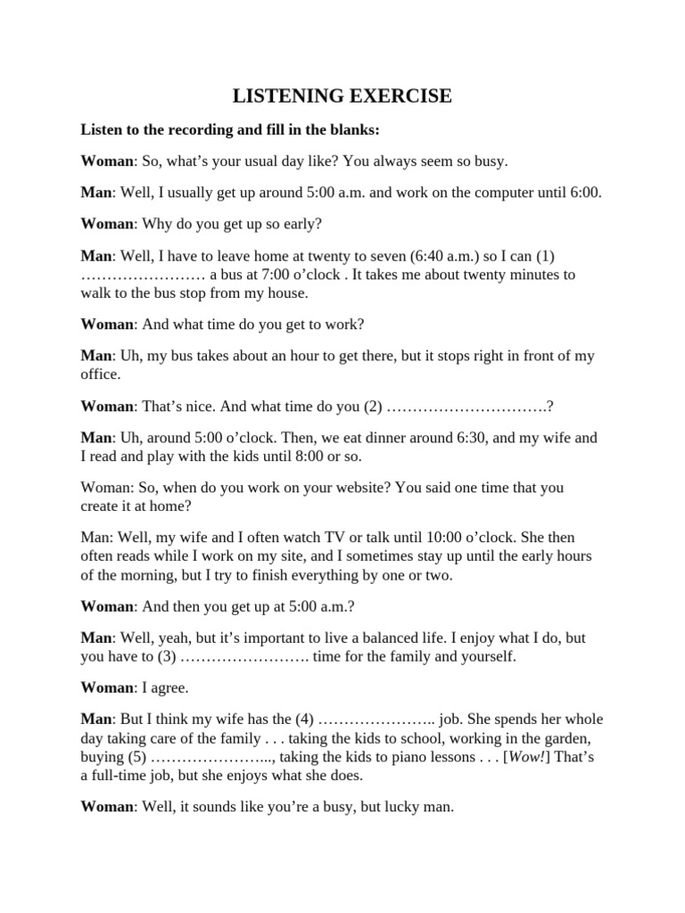 Listening Exercise | PDF