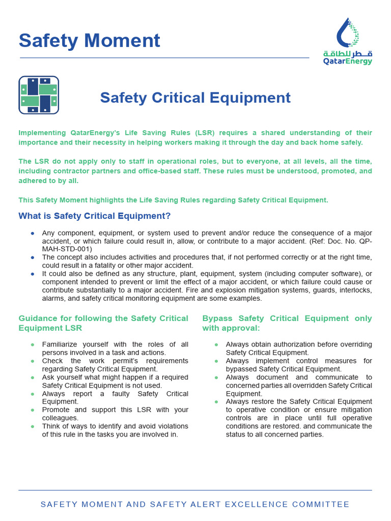 SafetyMoment - PDF - SafetyCriticalEquipment - Final-09-01-2022 To 22 ...