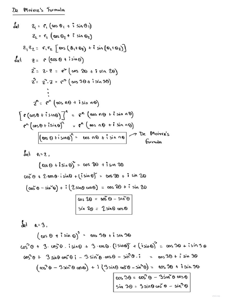 De Moivre S Formula | PDF