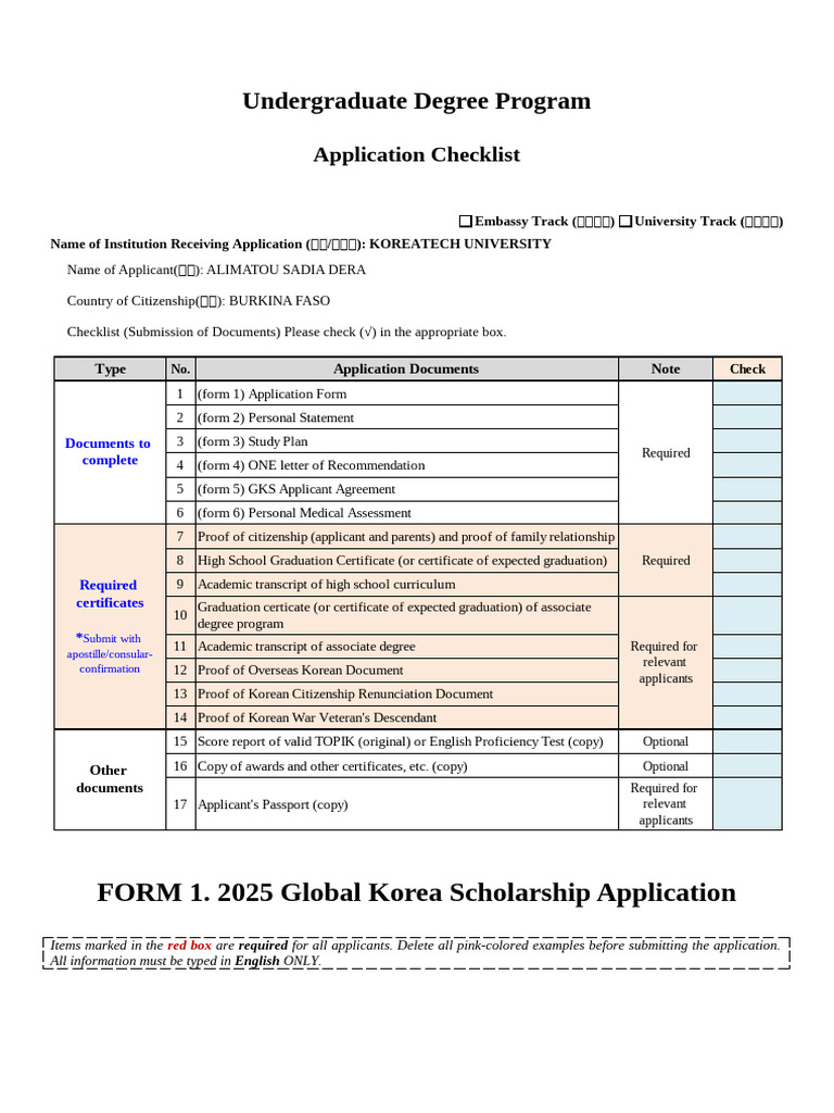 .Trashed-1736323655-2025 GKS-U Application Forms | PDF | Mental Disorder | Travel Visa