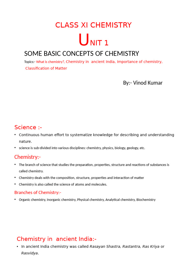 Basic Concepts of Chemistry for Class XI | PDF | Mole (Unit ...