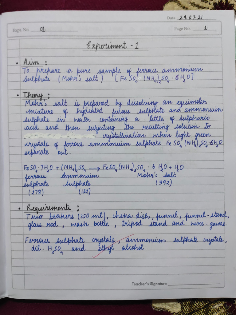 Chemistry Practical File Work | PDF