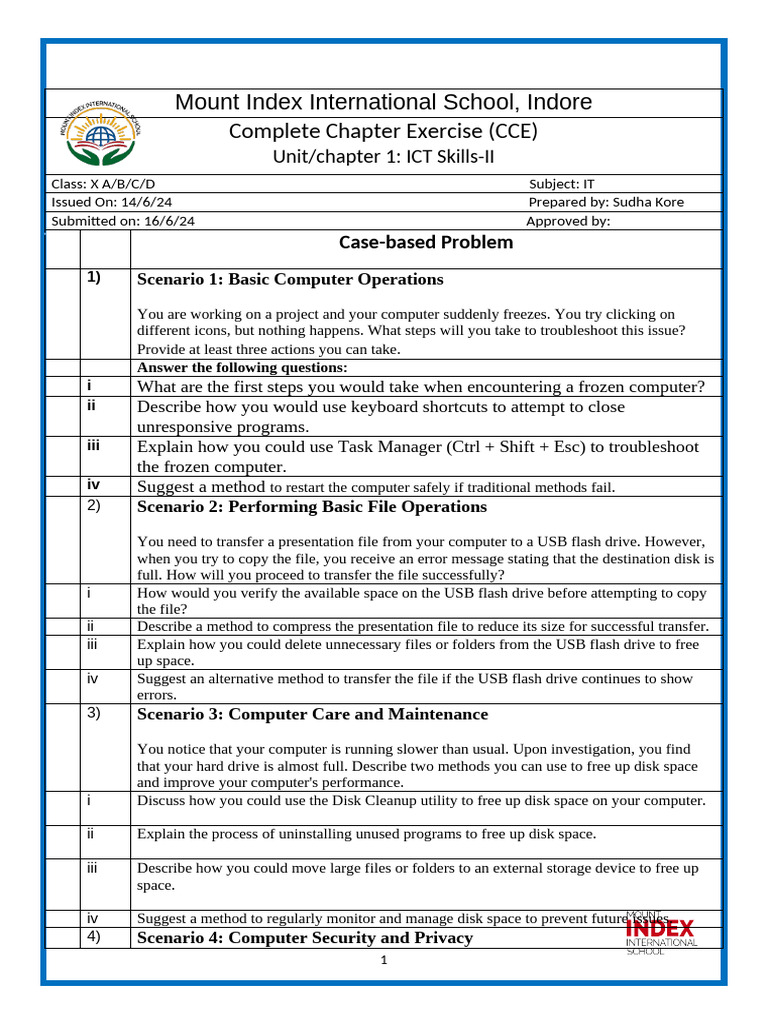 IT-Part A-Unit 3-Self-ICT-II-Worksheet | PDF | Computer File | Computer ...