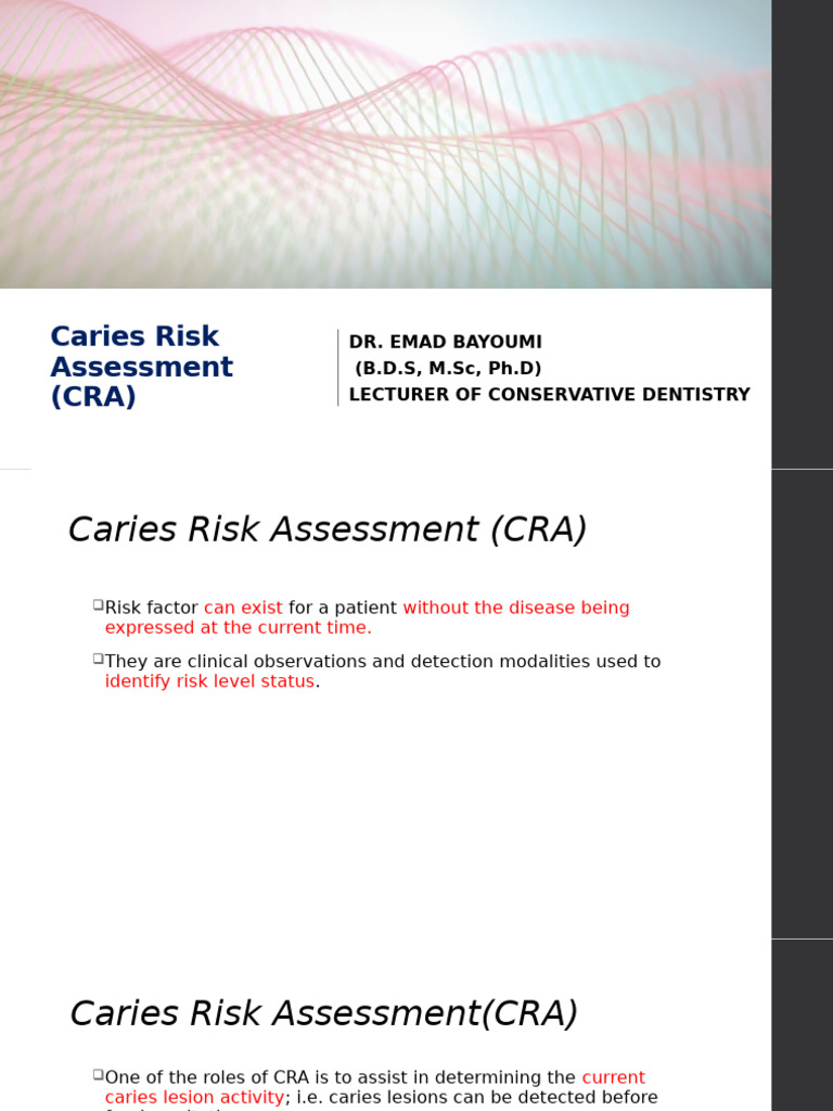 Caries Risk Assessment | PDF | Oral Hygiene | Human Tooth