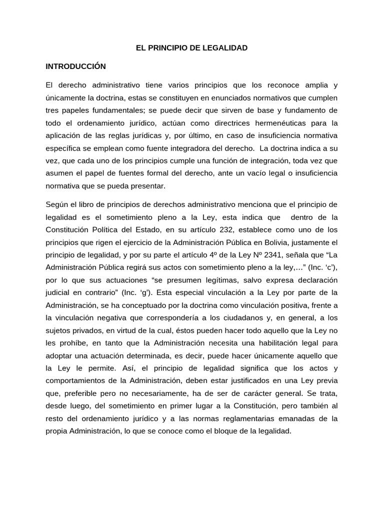 El Principio de Legalidad | PDF | Constitución | Debido al proceso