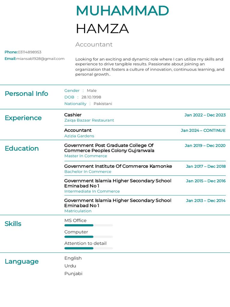 MUHAMMAD - Resume - 795 | PDF