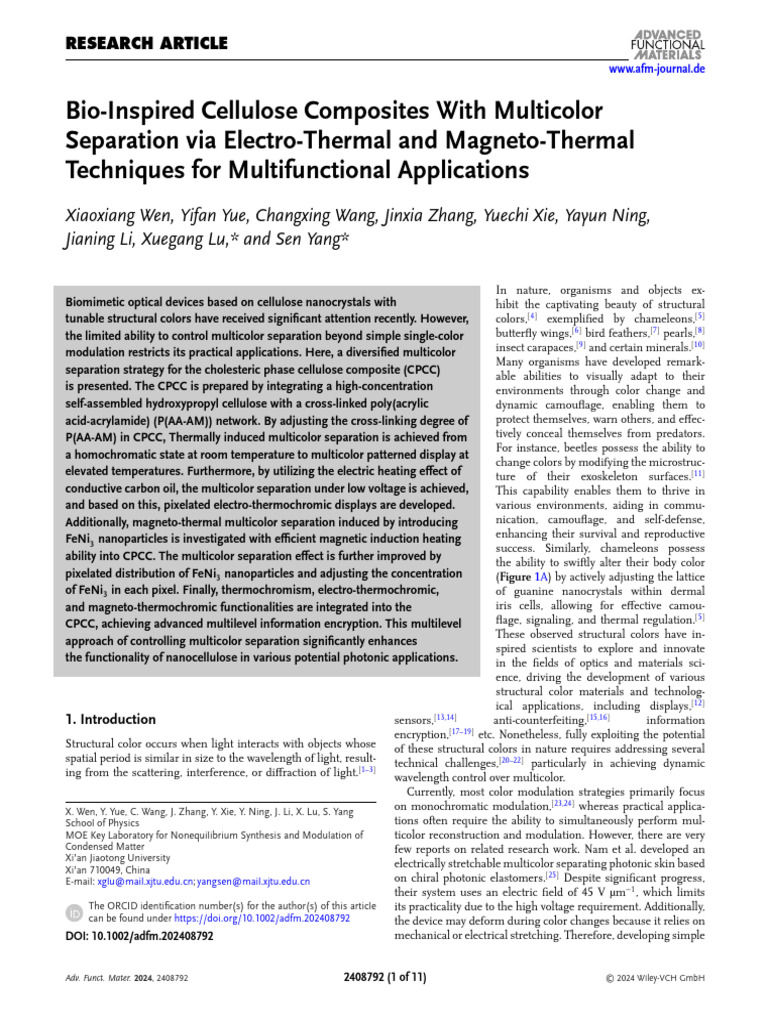 Bio-Inspired Cellulose Composites With Multicolor | PDF | Color ...