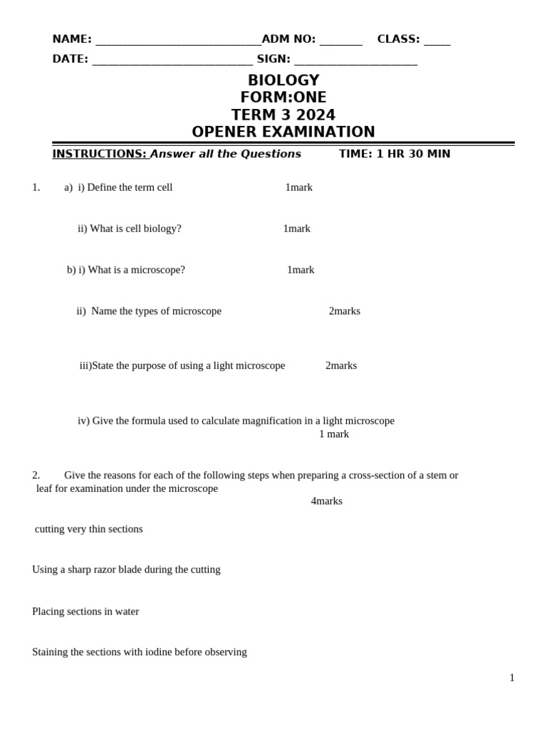 Biology f1 Exam (1) | PDF | Microscope | Organelle