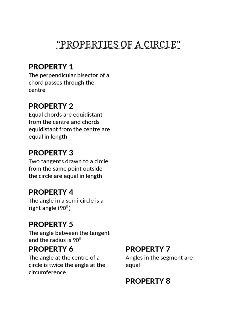 Properties of A Circle | PDF