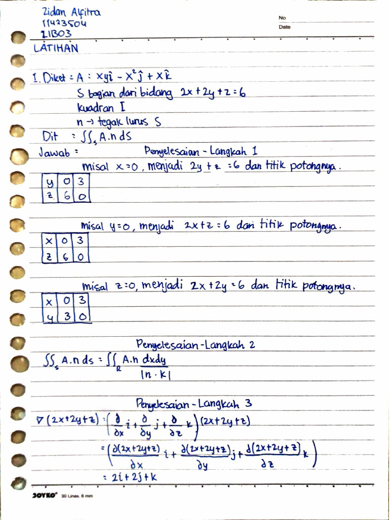 Zidan Alfitra_2IB03_11423504_Tugas Integral Vektor Permukaan | PDF