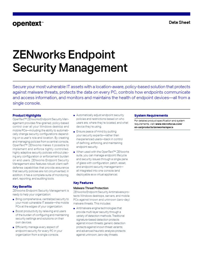 zenworks-endpoint-security-management-ds-en | PDF | Security | Computer Security