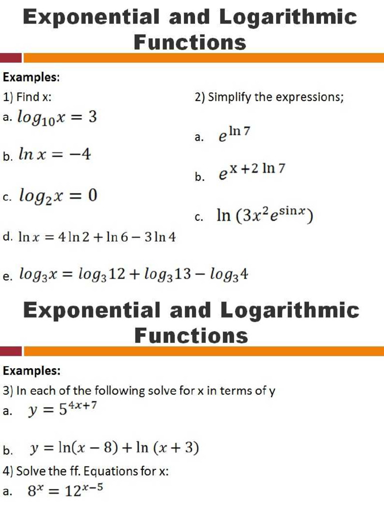 Solved Prob Exponential and Logarithmic Functions | PDF Solved Prob Exponential and Logarithmic Functions | PDF