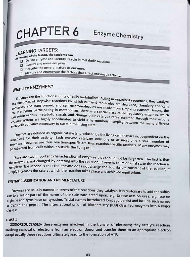 Enzyme Chemistry | PDF
