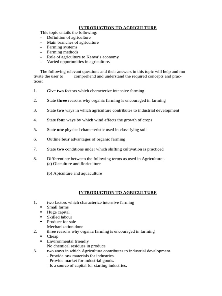Introduction To Agriculture | PDF | Agriculture | Organic Farming