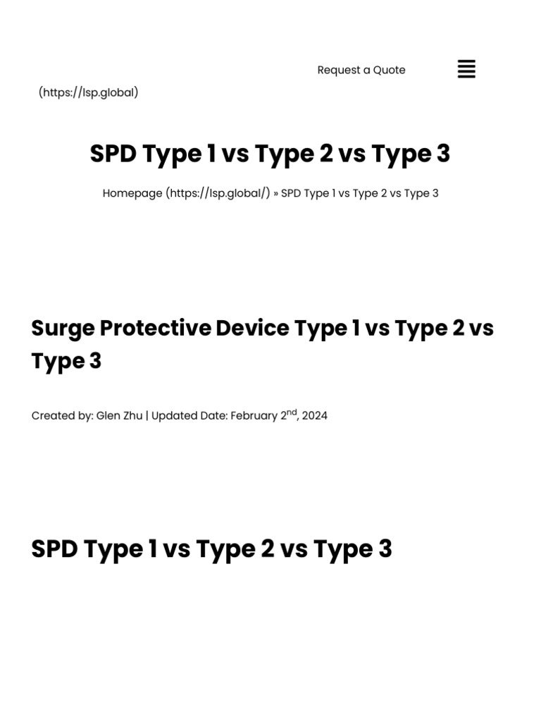 SPD Type 1 vs Type 2 vs Type 3 - LSP | PDF | Electrical Wiring | Lightning