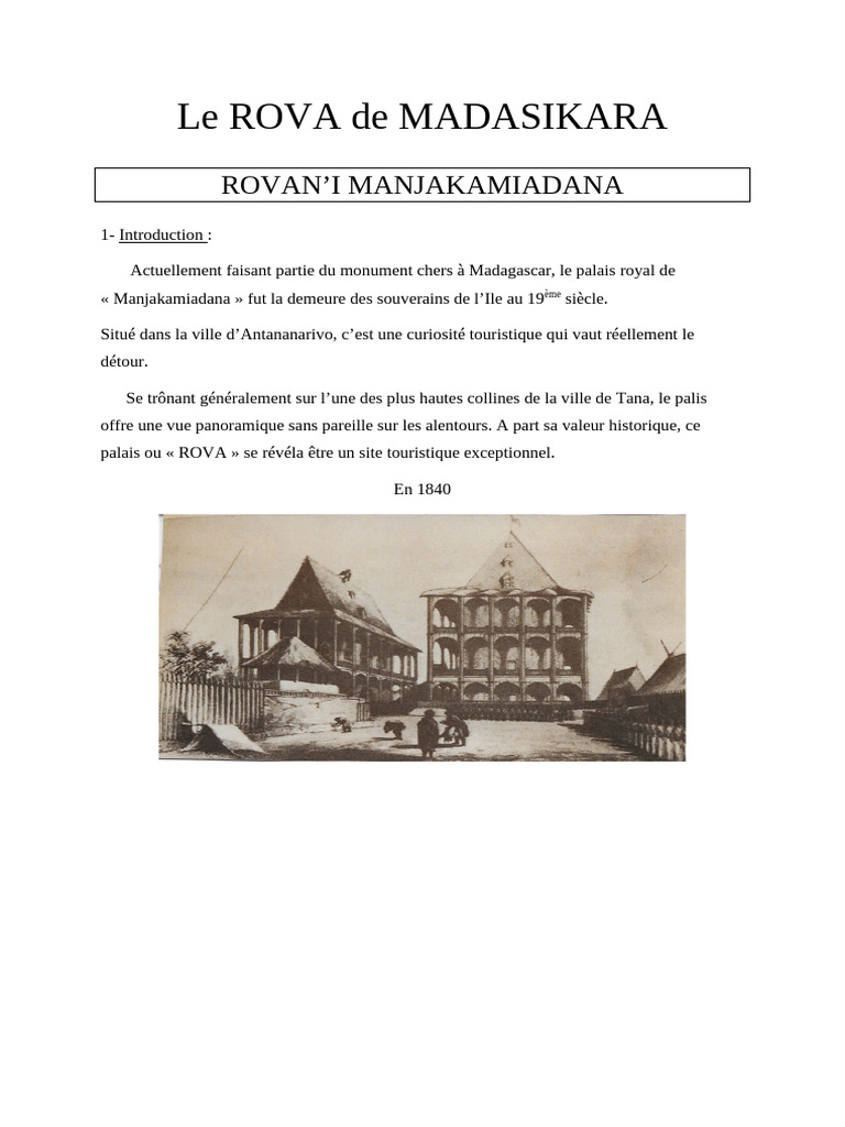 Rova Manjakamiadana : Histoire et Visite | PDF