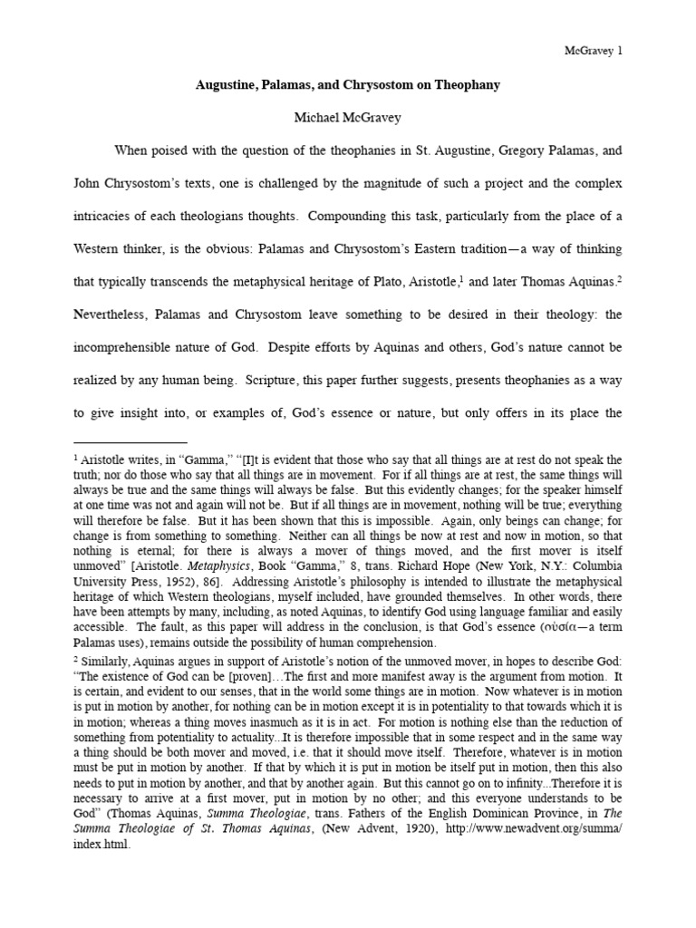Augustine Palamas and Chrysostom On Theo | PDF | Augustine Of Hippo | God