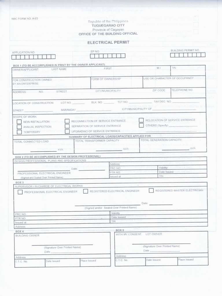 9-Electrical Permit (Front Page) | PDF