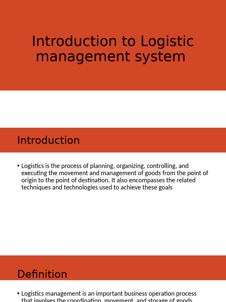 Introduction to Logistic Management System 22bcc048 | PDF
