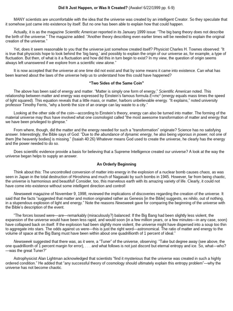 Did It Just Happen | PDF | Universe | Big Bang