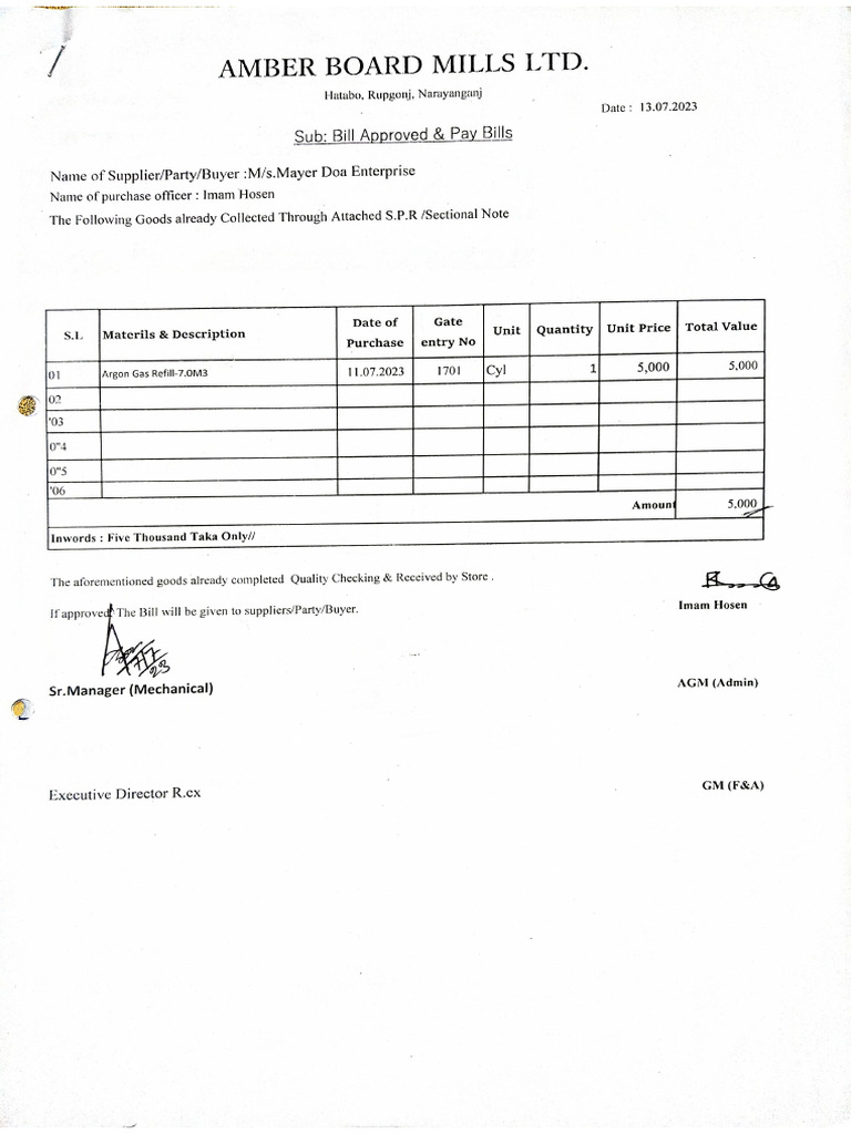 Bill of 27 Argon Gas | PDF