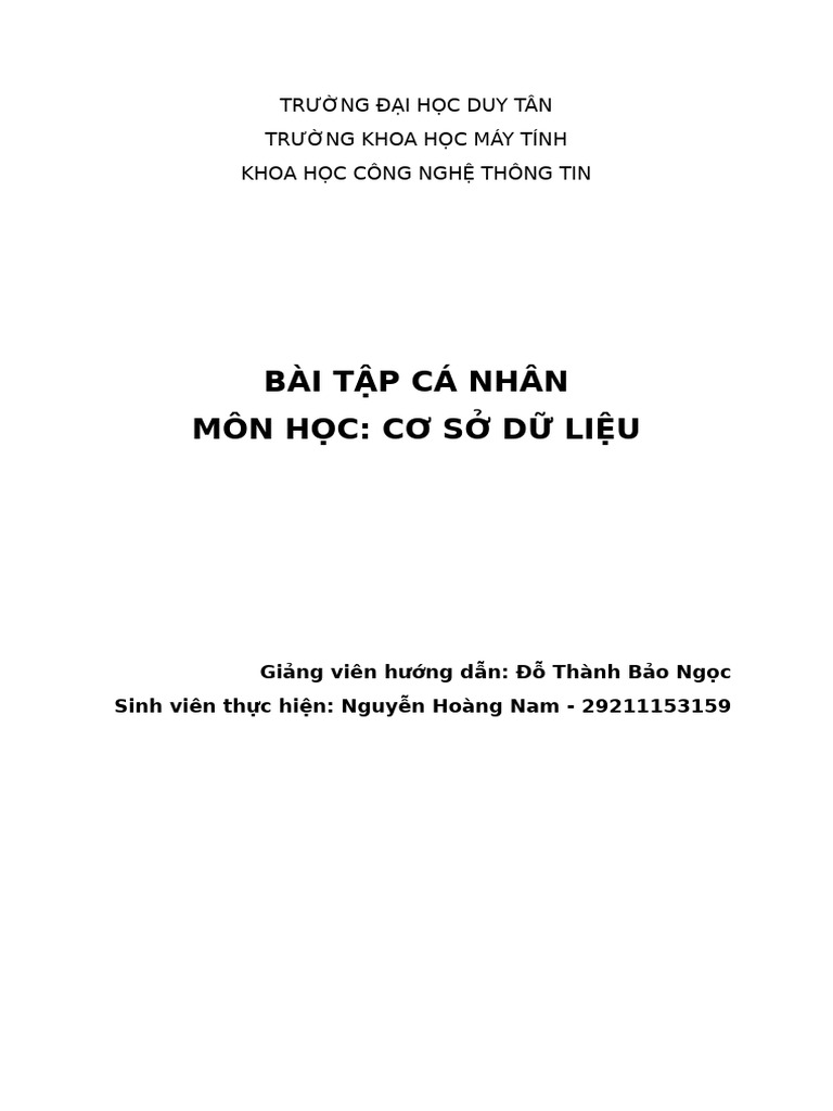 BTCANHAN QUANLYBANHANG NguyenHoangNam | PDF