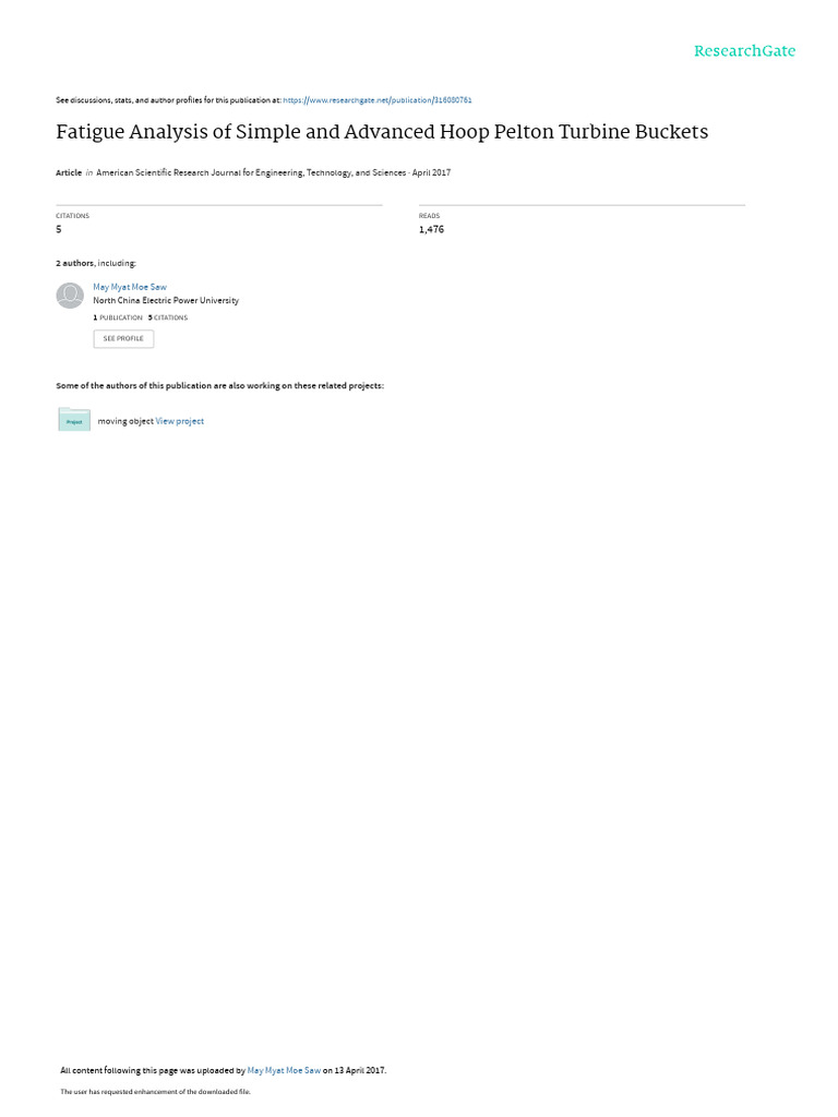 Fatigue Analysis of Simple and Advanced Hoop Pelton Turbine Buckets ...