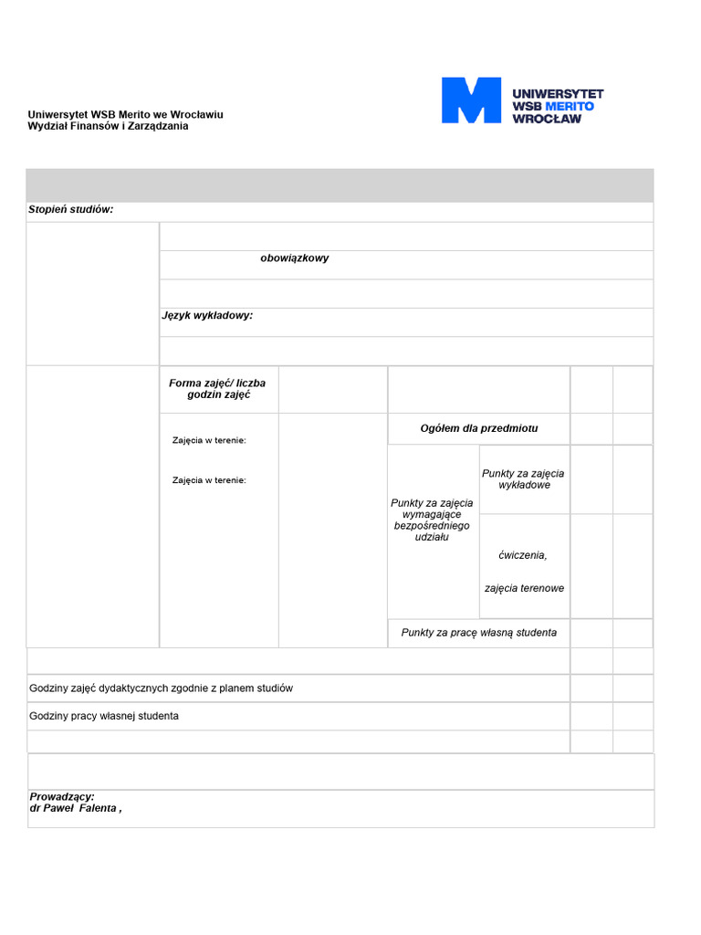 Karta Przedmiotu Programy Prawnicze 1 | PDF