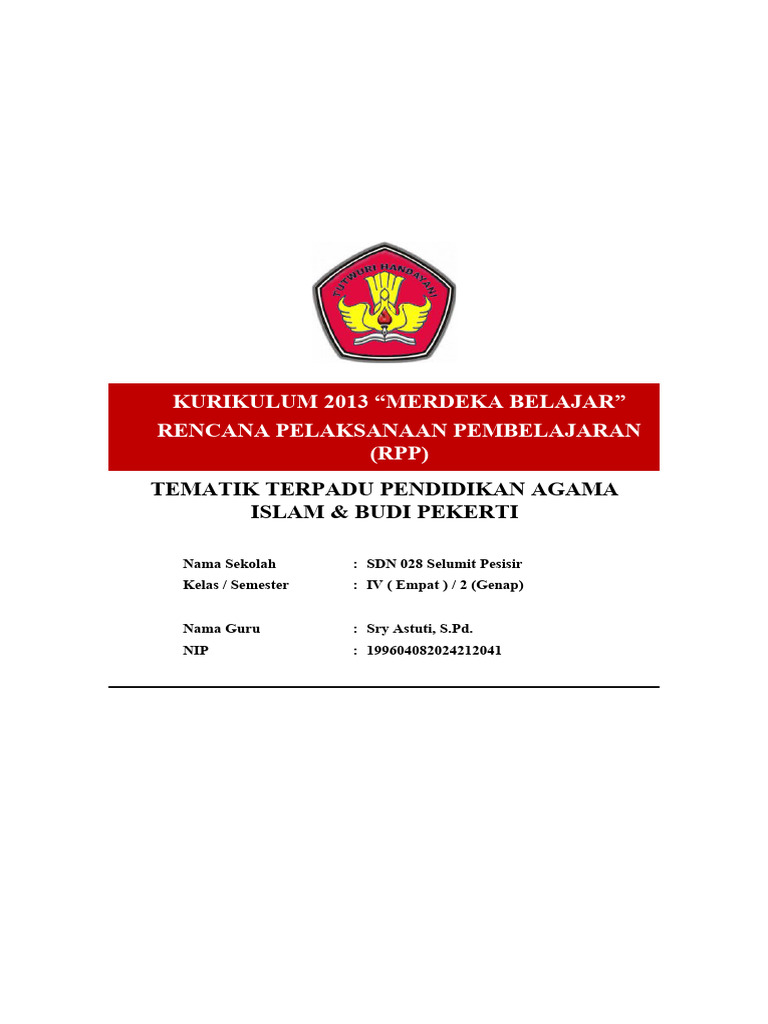Sry Astuti RPP 4 SMT 2 FRMT 1 Lembar | PDF