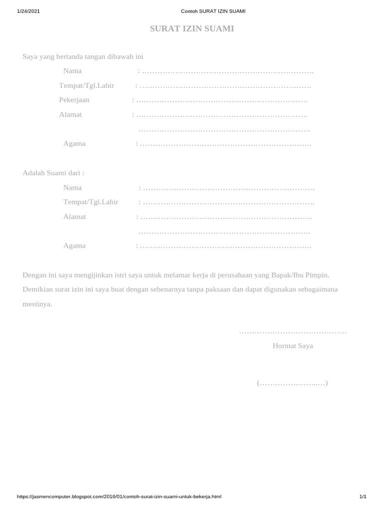 Contoh Surat Izin Suami Pdf