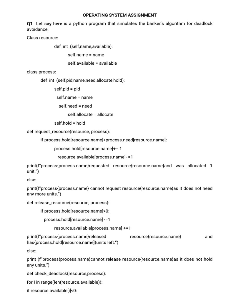 OPERATING SYSTEM ASSIGNMENT | PDF | Computer Science | Concurrent Computing OPERATING SYSTEM ASSIGNMENT | PDF | Computer Science | Concurrent Computing