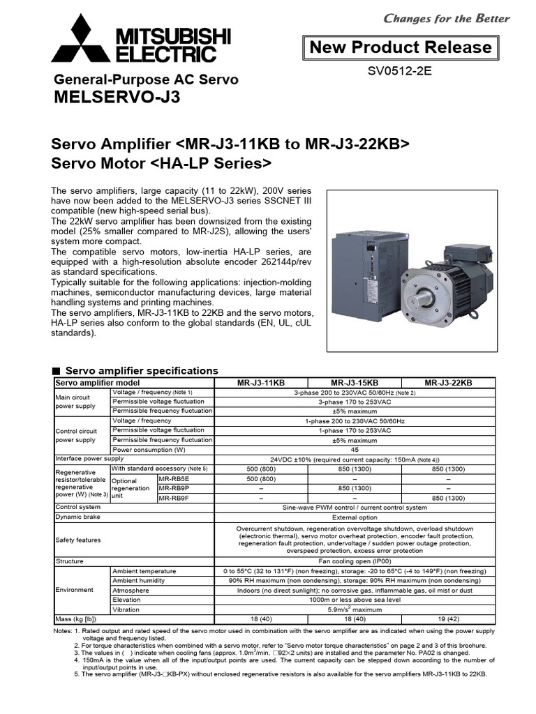 MELSERVO-J3 Servo Amplifier & Motor Specs | PDF | Amplifier | Power Supply