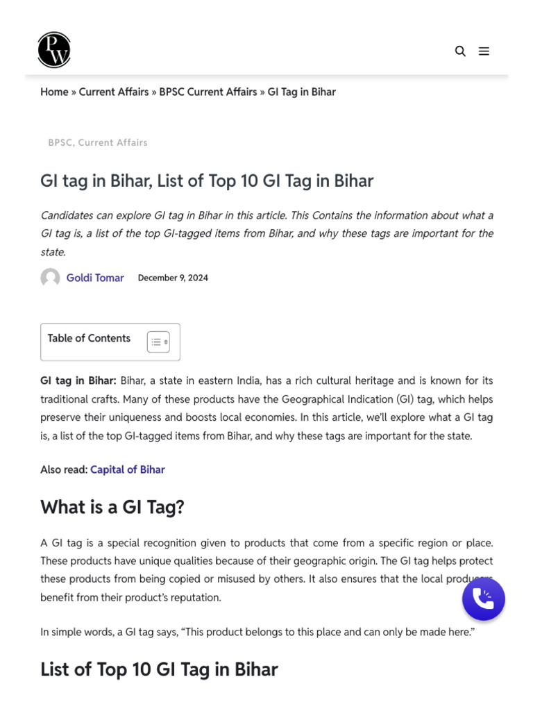GI Tag In Bihar | PDF